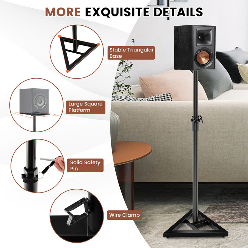 Wrought Studio™ Adjustable Height Speaker Stand & Reviews | Wayfair